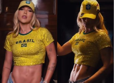 Detalhe em look de Virginia para estreia do Brasil na Copa chama ...