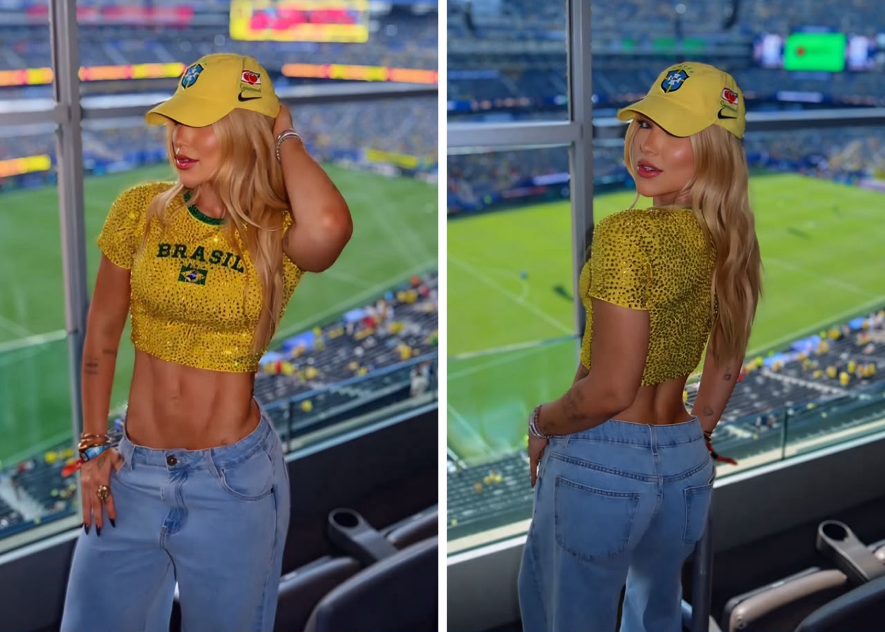 Detalhe em look de Virginia para estreia do Brasil na Copa chama ...